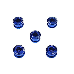 CYSKY Single Chainring Bolts 5 Pack M8 Single Short Chain Ring Bolts Fit for Road Bike, Mountain Bike, BMX, MTB, Fixie (Aluminum Alloy, CNC, Blue)