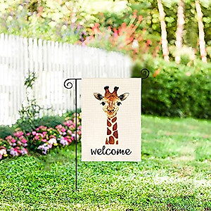 AVOIN Giraffe Garden Flag Vertical Double Sided, Pet Welcome Quote Birthday Yard Outdoor Decoration 12.5 x 18 Inch