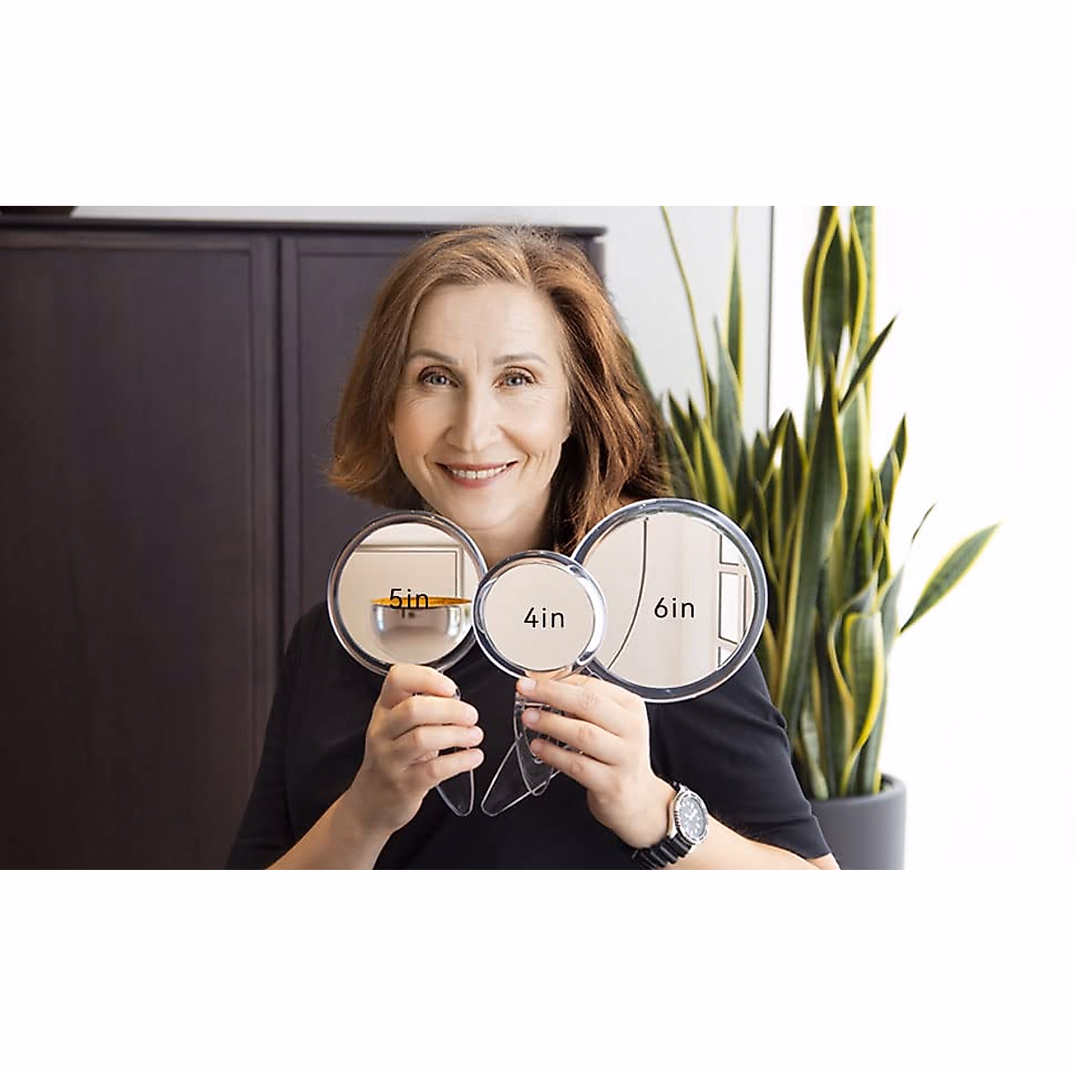 MIYADIVA Handheld Mirror 20x Magnifying Mirror with Folding Handle, Portable Hand Mirror with Magnification for Makeup/Travel, Double Sided, Round, 6"