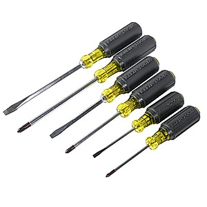 Klein Tools 85074 Screwdriver Set 6-Piece Includes 3 All-Purpose Flathead, 3 Phillips, Made in USA, Cushion Grip Comfort, Precision Machined Screwdrivers