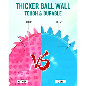 Pweituoet 2 Pack 4.5” Heavy Duty Squeaky Dog Ball for Medium Large Dogs, Spikey Dog Ball Toys for Clean Teeth and Training, Large Dog Toys for Aggressive Chewers