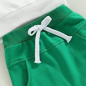 My First St. Patrick's Day Newborn Baby Boys Clothes Sets Long Sleeve Sweatshirts Tops+Green Drawstring Pants (White, 6-12 Months)