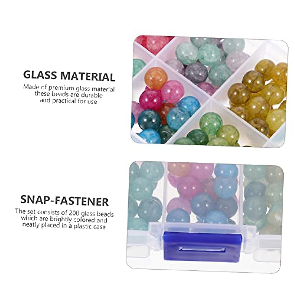 COHEALI DIY Handmade Beads Gemstone Bead Bracelet Jewelry Bracelets Glass Necklace Jewelry DIY Round Beads Glass Spacer Beads DIY Craft Loose Bead DIY Beads Kit Glass Beads Set 200pcs