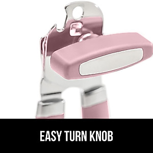 The Original GORILLA GRIP Heavy Duty Stainless Steel Smooth Edge Manual Can Opener and Bottle Openers, Soft Handle, Rust Proof Oversized Handheld Easy Turn Knob, Multifunctional Kitchen Tool, Pink