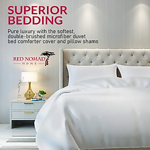 Red Nomad Luxury Duvet Cover & Pillow Shams Set (Full/Queen, Pure White)