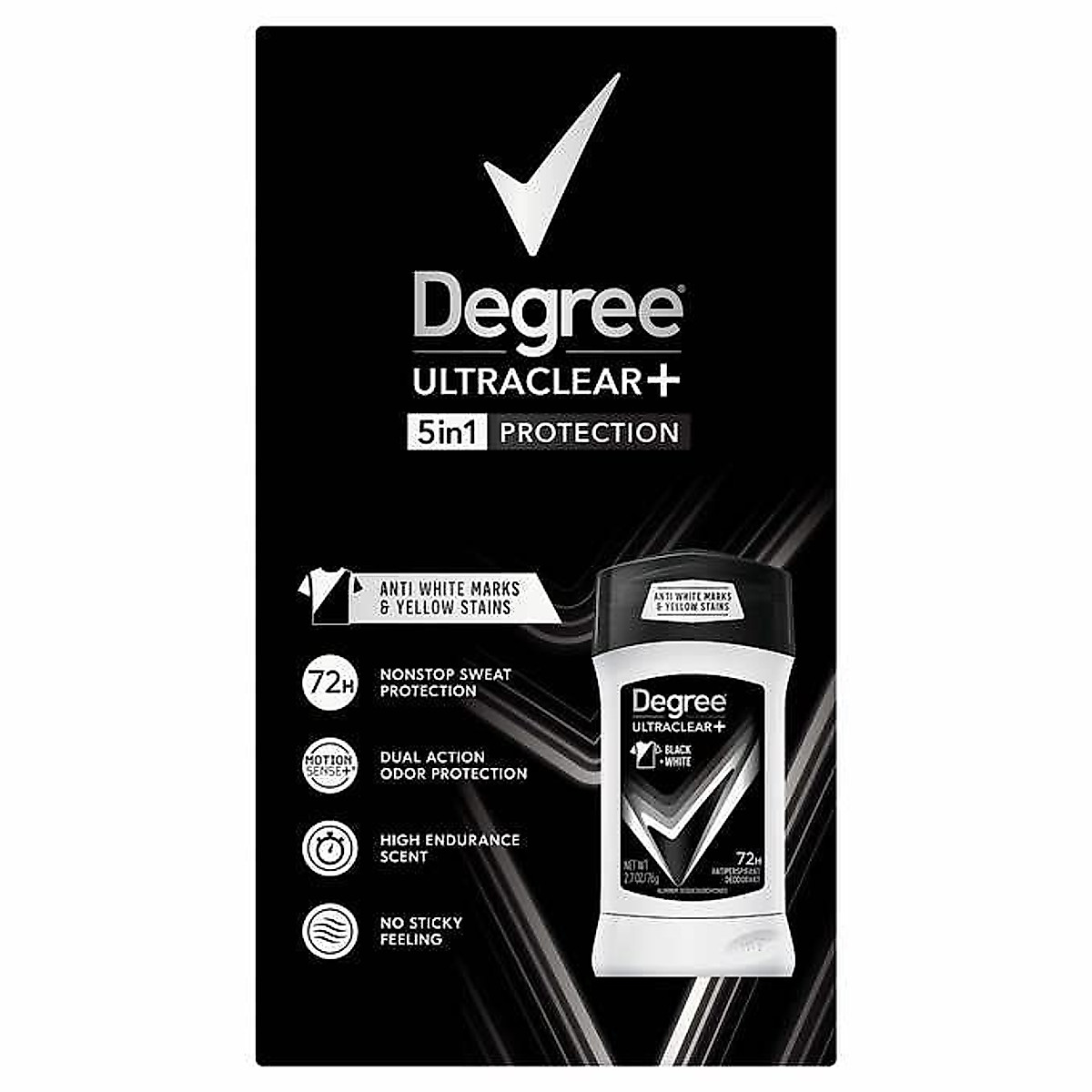 Degree Men UltraClear+ Antiperspirant Deodorant, Black & White, 2.7 oz, 5-count