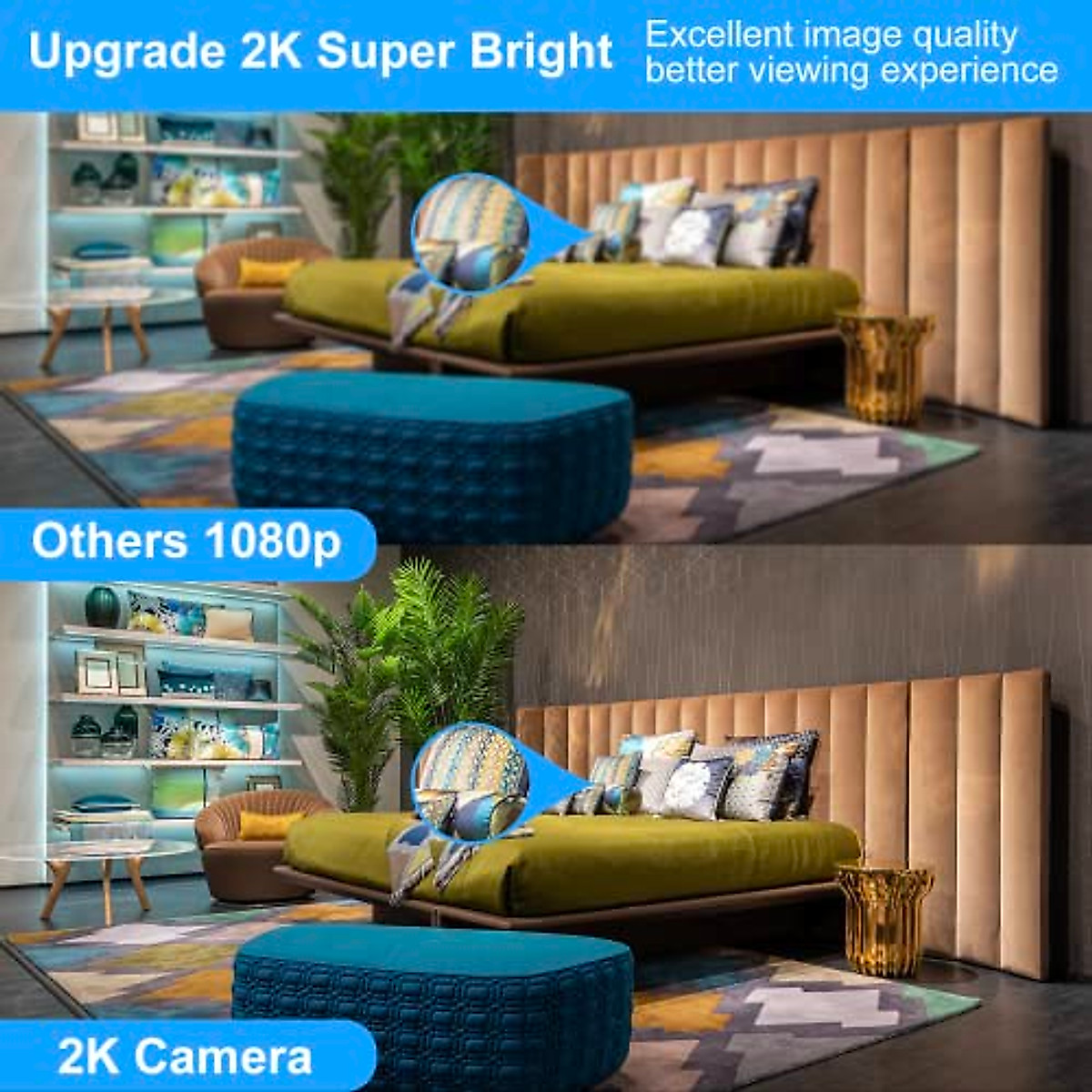 WiFi Camera Indoor Security Camera 2K 5GHz & 2.4GHz Security Camera Cameras for Baby/Elder/Dog/Pet Camera with Phone app Smartphone