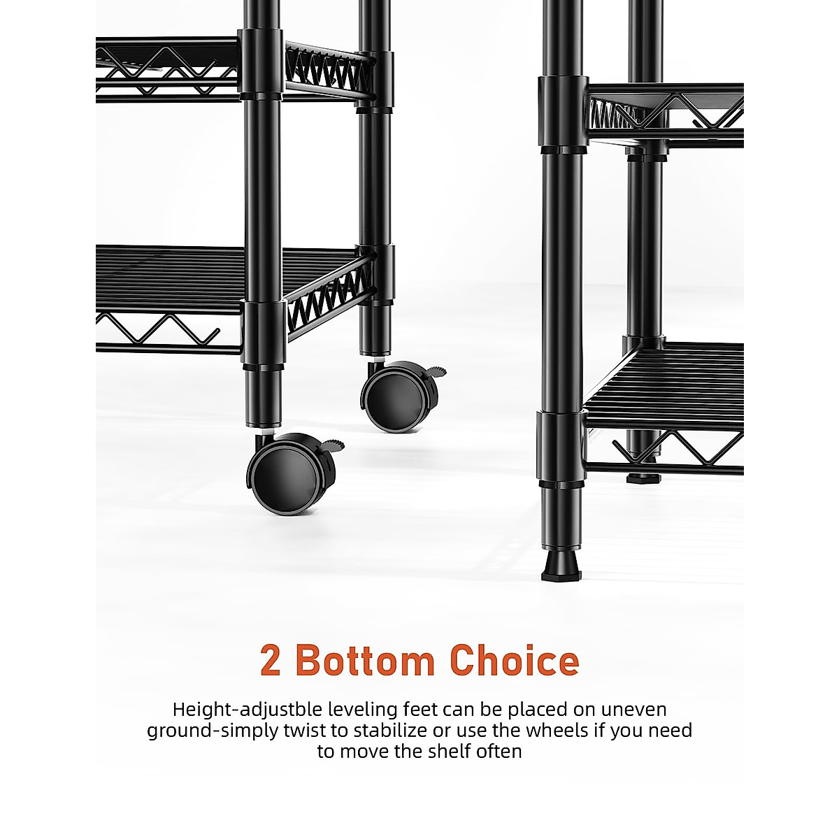 Simple Deluxe Heavy Duty 3-Shelf Shelving with Wheels, Adjustable Storage Units, Steel Organizer Wire Rack, 23" W x 13" D x 30" H, Black (HKSHLF23133003BPCLITE)