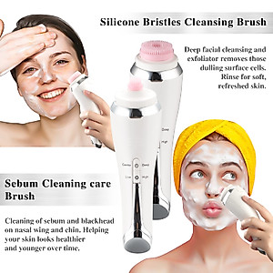 Facial Cleansing Brush, Rechargeable Spin Face Scrubber Set with 4 Face Brush Heads, Waterproof Facial Brush for Deep Cleansing Gentle Exfoliating and Massaging