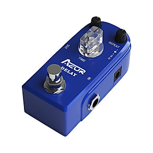 AZOR Vintage Analog Delay Guitar Effect Pedal with Guitar Effect Pedal Cables 3 Pack (Gold)