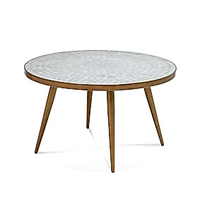 Bassett Mirror Company Kemira Marble Round Cocktail Table in White