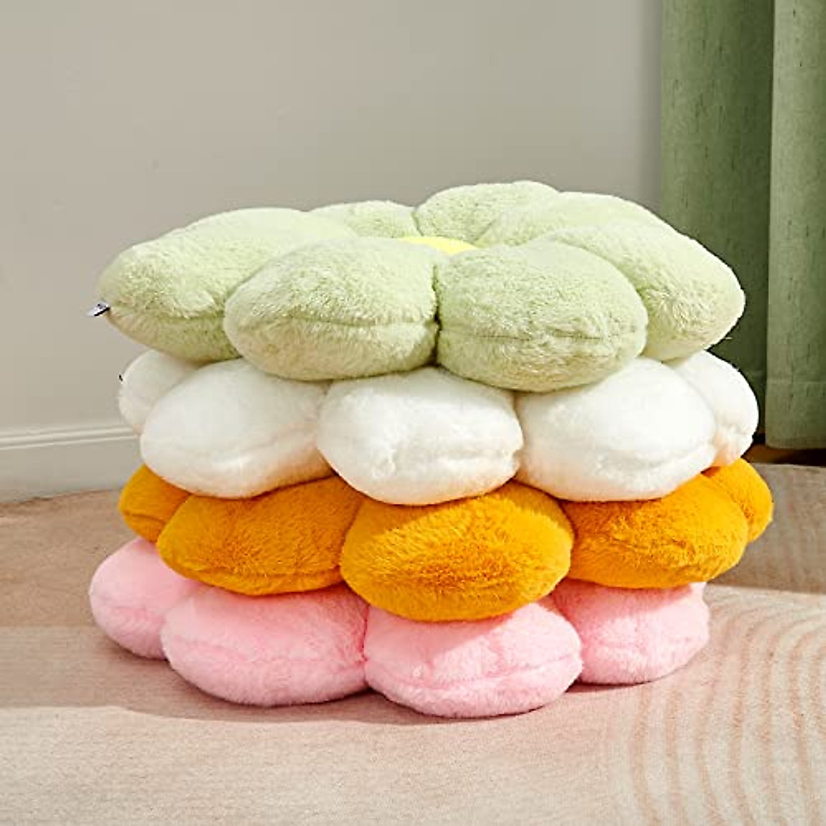 Ailive 21.6In White Flower Throw Pillow Floor Pillow Cushion Cute Desk Chair Cushion Decorative Throw Pillows for Girls Adults