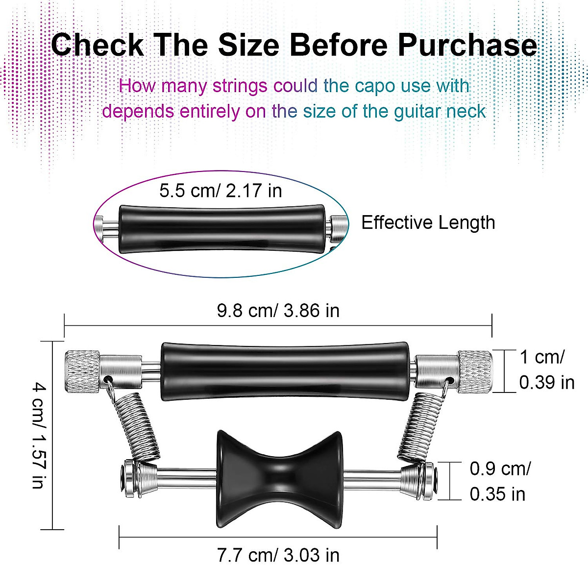 Frienda 2 Pack Guitar Rolling Capo Sliding Capo Adjustable Capo Rubber and Stainless Steel Capo for Tuning Tone of String Instruments Like Folk Classic Acoustic Electric Guitar Ukulele Mandolin Banjo