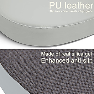 BUYUE 14" Metal Chair Cushions with Magnetic Set of 4, Luxury PU Leather Waterproof Anti-Slip Seat Pads for Kitchen Cafe Dining Bistro Stackable Chairs (U-Shape, Light Gray, 4)