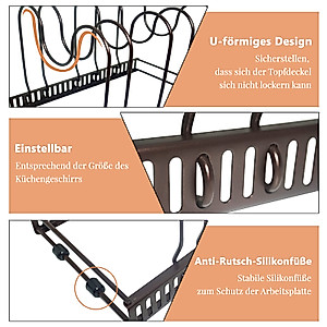 SPEENSUN Pot Lid Organizer,Lid Organizer,Expandable Detachable Pot And Pan Organizer For Cabinet With 7 AdjustableDividers,Not Easy To Tilt Or Bend Heavy Iron Pan Organizer Rack For Cabinet Organizer