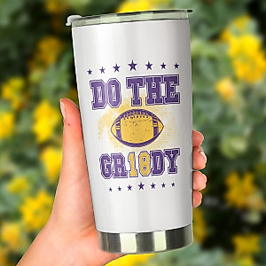 Justin Minnesota Jefferson Griddy - Do The Gr18dy - Coffee Tea Mug Insulated Tumbler With Lid - Birthday, Christmas, Mother Father Day Gifts For Football Fans - 20 Oz| Stainless Steel Mug