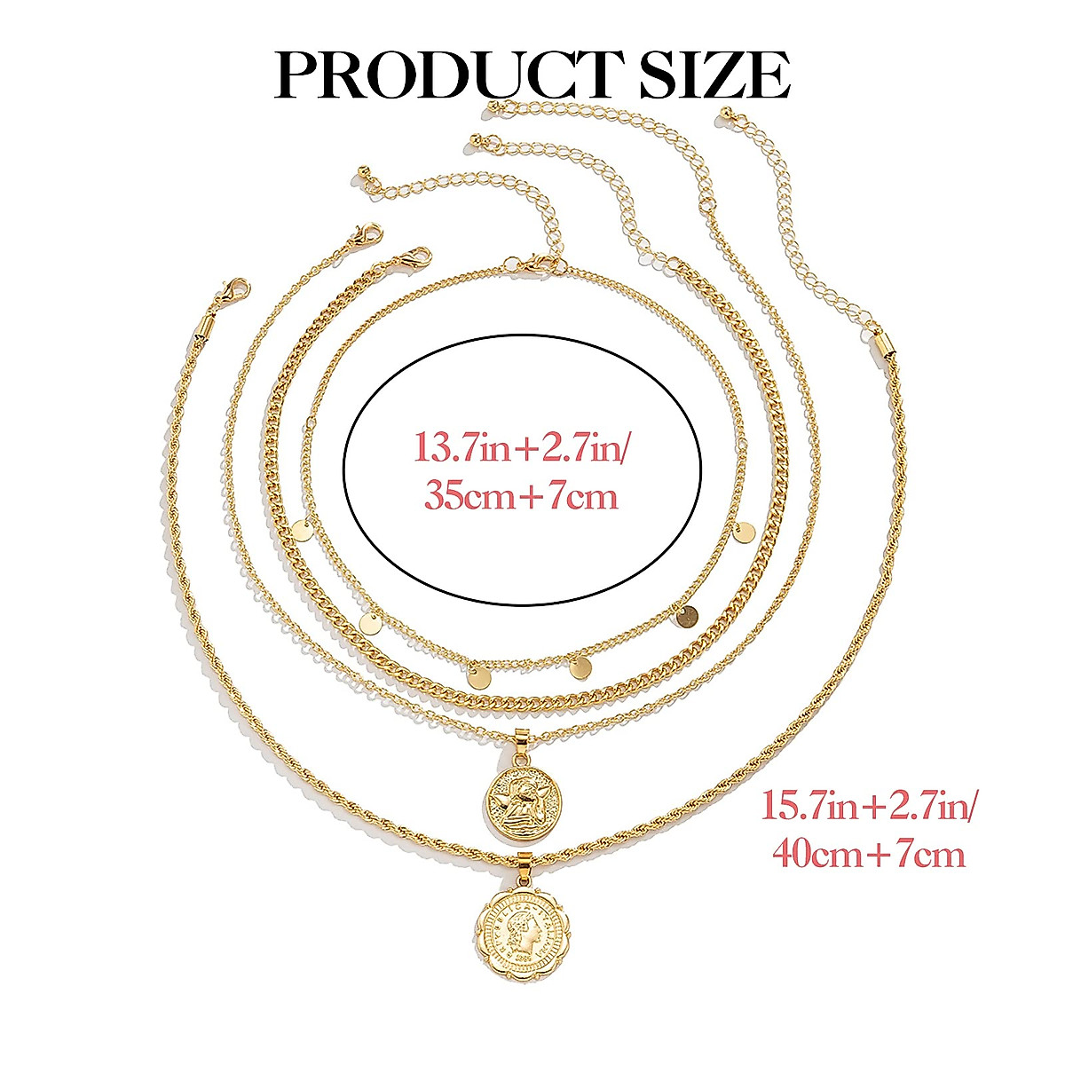 MJartoria Layered Necklaces for Women Trendy Retro Coin Pendant Chain Necklaces Dainty Link Chain Choker Necklaces for Jewelry Birthday Gifts (Gold)