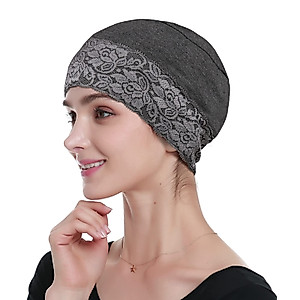 Lace Turban Head Wrap Head Coverings for Women Sleep Caps for Women Short Hair Grey