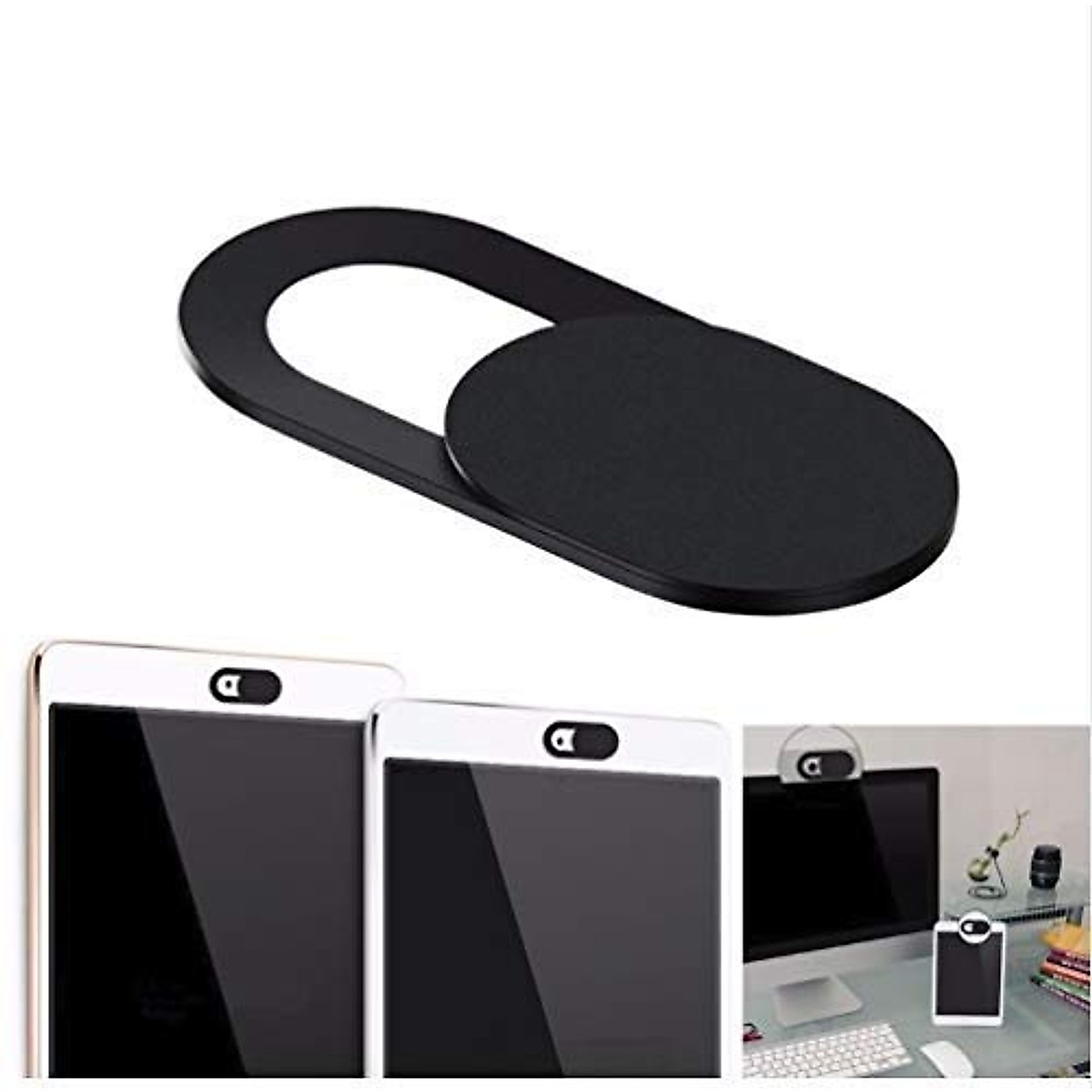 Webcam Cover Slide (Ultra Thin) for Laptops, MacBook, MacBook Air, iMac, Chromebook, Acer, Asus, HP, Dell, Lenovo, etc. [3-Pack]. Protect Your Privacy! (Black)