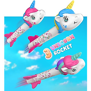 Huge Wave Unicorn Rocket Launcher for Kids, Stomping Launch up Toys, Birthday Gifts for Girls Ages 2 3 4 5 6 7 8 Years Old,Outdoor Toys