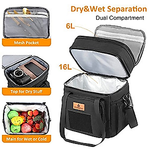 HSHRISH Expandable Xlarge Tactical Lunch Box for Adults, Waterproof Insulated Lunch Bag with Lots of Storage Space, Durable Cooler Bag for Men Women Work Outdoor Picnic Trips, 22L(Black)