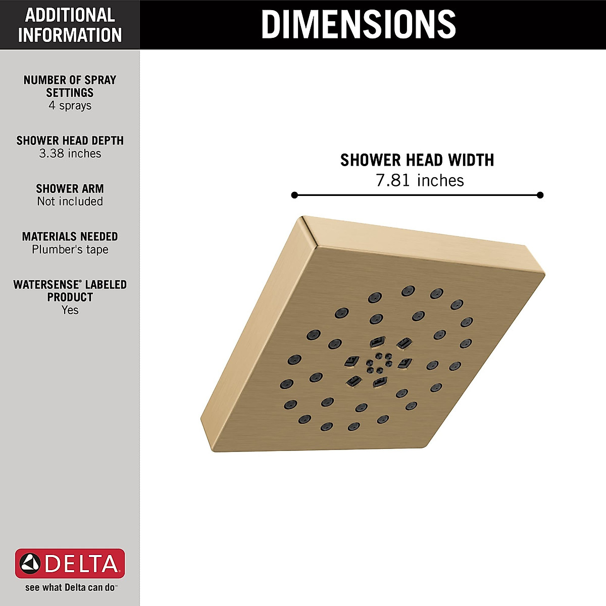 Delta -faucet 52484-CZ-PR Universal Showering Components Showerhead, Lumicoat Champagne Bronze