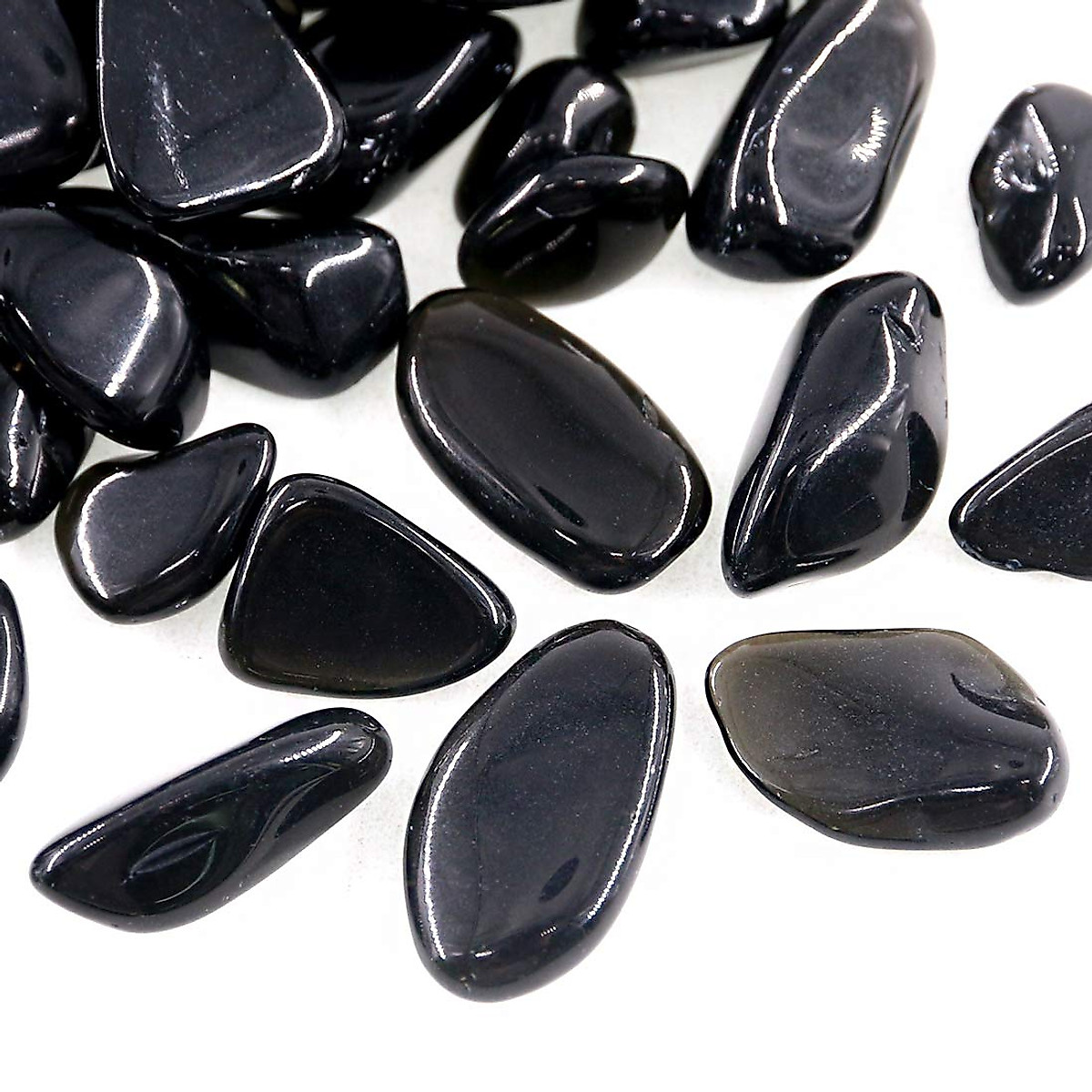 Swpeet 1 Pound Black Agate Small Tumbled Chips Stone Ruby in Fuchsite Tumbled Chips Stone Crushed Pieces Irregular Shaped Stones 0.3-0.5 inch (About 455 Gram) (Black Agate)