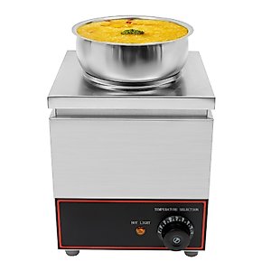 4.23Qt Large Capacity Commercial Food Warmer 150W Electric Soup Warmer Portable Steam Table Food Warmer 86-230°F Adjustable Temperature Stainless Steel Bain Marie Buffet Food Warmer
