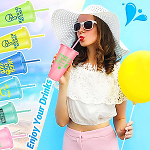 Inbagi Employee Appreciation Gift Cup Tumbler with Straw and Lid Bulk 24 oz Thank You Plastic Tumbler Water Bottle Reusable Colorful Travel Mug for Student Teacher Team Party(48 Packs)