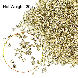 uxcell 20g Crushed Glass Chips, 1-3mm Irregular Metallic Glitter Glass for Craft DIY Jewelry Vase Filler Epoxy Resin Decoration Bright Golden