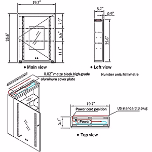BluHouzz 20 Inch Led Bathroom Bathroom Medicine Cabinet with Mirror, Recessed or Surface Bathroom Mirror with Storage, Anti-Fog and LED Stepless Dimming Lighted Medicine Cabinet with Mirror (20IN)