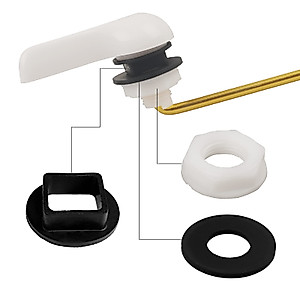 Jwodo Toilet Handle Replacement Kit, Universal Tank Flush Lever Handle with Stainless Steel Flapper Chains for Most Front Mount Toilets, White Finish Toilet Flush Handle