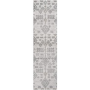 JONATHAN Y MOH302A-28 Bhalil Berber Diamond Geometric Indoor Farmhouse Area-Rug Bohemian Casual Easy-Cleaning Bedroom Kitchen Living Room Non Shedding, 2 X 8, Beige,Gray