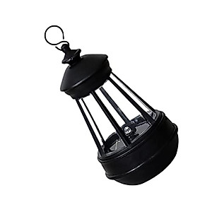 Happyyami Led Decor Solar Garden Lantern Outdoor Hanging Lights Vintage Small Lamp Decorative Lantern LED Lamp Lights for Garden Patio Indoor Outdoor Black Outdoor Ornament Lights