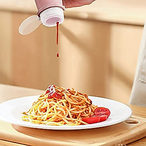 TACYKIBD 4Pcs Squeeze Salad Dressing Bottles, Leakproof Mini Sauce Condiment Bottles and Portable Dressing for Lunch with Bandage, Salad Dressing to Go Container with 2Pcs Cleaning Brush (38ml)