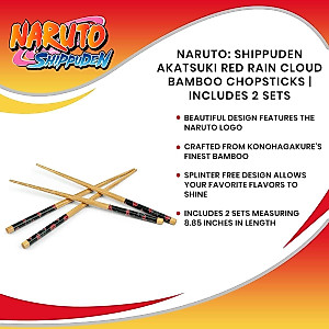 Naruto Shippuden Akatsuki Wooden chopsticks | Naruto Chopstick Set Of 2 | Anime Stuff | Kitchen Deco | Anime Wood Chopsticks | Official Licensed By Just Funky