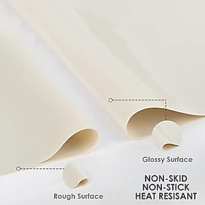 Extra Large Silicone Placemat, Food-Grade Flexible Silicone Mat Kids Non-Slip Dinner Placemat Waterproof Heat Insulation Countertop Protector Silicone Pastry Rolling Dough Mats 27.6x19.7''Beige, 1Pack