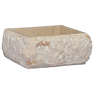 Sink Cream 11.8"x11.8"x5.1" Marble,Modern Marble Sink: A Touch of Elegance for Your Bathroom or Washroom Bath Fixtures，Bathroom Sinks