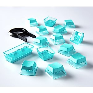GUNMJO Crystal Pudding Keycap for Gaming Keyboard with Cherry MX Switches, ABS Translucent Keycaps for Backlit Mechanical Keyboard, OEM Profile 104 Keys with 6.25U Space Bar, Painted Teal Color