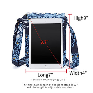 OPQRSTU Women's Retro Small Size Canvas Shoulder Bag Hippie Boho Crossbody Handbag (Blue White)