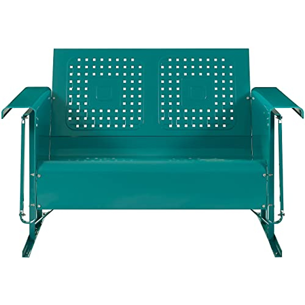 Crosley Furniture CO1024-TU Bates Retro Metal Outdoor Loveseat Glider, Turquoise Gloss