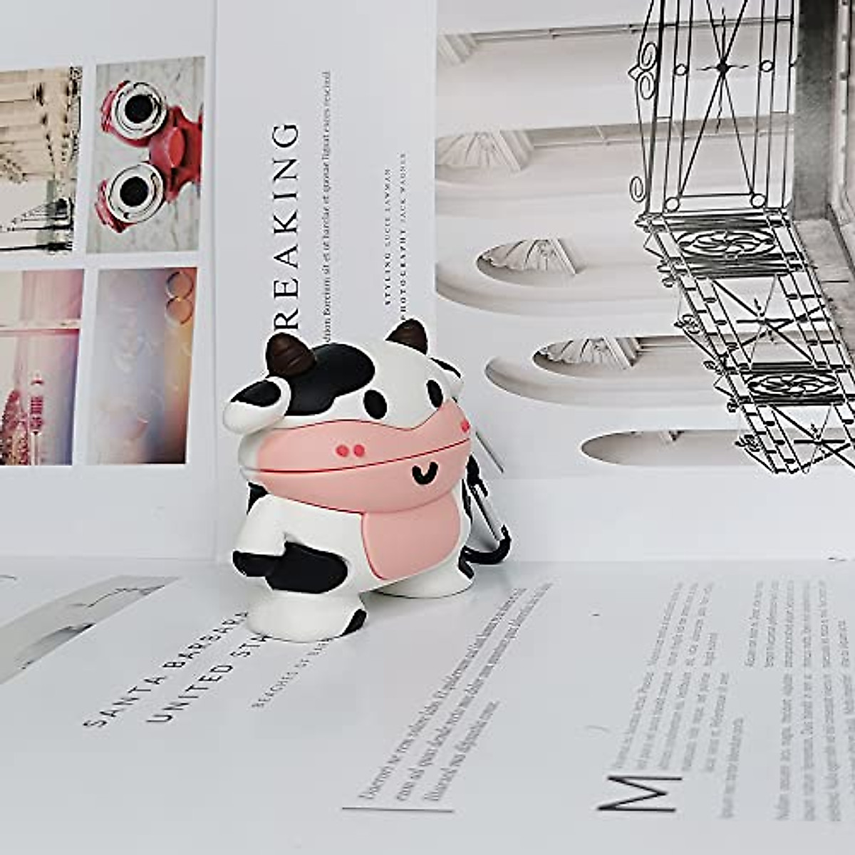 Compatible for Cow Airpods Case Pro, Cute Kawaii Cartoon 3D Silicone Fashion Protective Skin Cover for Airpod Case Cow, Funny Boys Girls Kids Teens Women for Airpods Cases Pro (Cow)