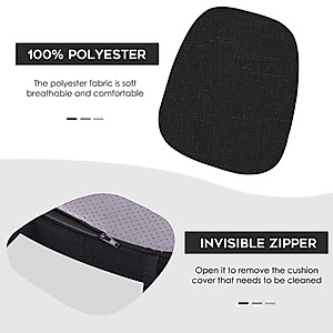 baibu 14x14 Inches Metal Chairs Cushions with Ties Set of 4, Non-Slip Metal Dining Chair Pads Kitchen Chair Cushions with Machine Washable Cover - 4 Cushions Only (Black, 14x14x1.5in)