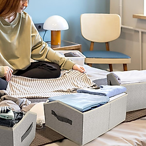 Fabric Trapezoid Storage Bins, [ 3 Pack ] Large Foldable Fabric Storage Baskets with PP Support Board（Non-cardboard), Washable Closet Organizers and Storage Bins for Clothes, DVD, Books , Toys