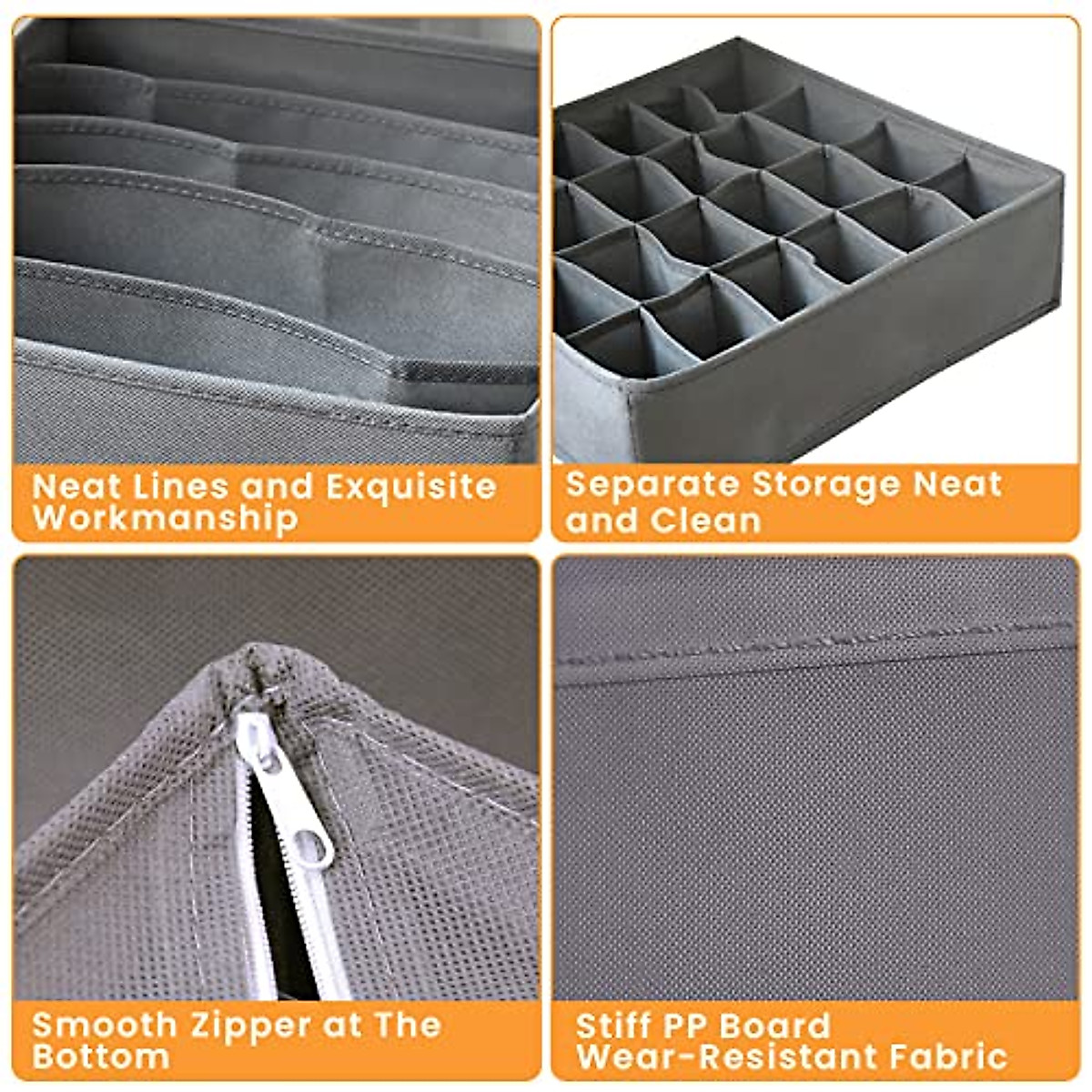 najiaxiaowu 8 Packs Underwear Drawer Organizer,Underwear and Bras Drawer Organizers for Clothing with 90 Cells Fabric Foldable Grids Dividers Box for Socks,Underwear, Bras and Ties