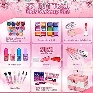 Kids Makeup Toys for Girls - Safe and Washable Makeup for Kids, Kids Makeup Kit for Girl, Real Girls Makeup Kit for Kids Toddler, Princess Birthday Gifts for 4 5 6 7 8 9 Year Old Girls Gift (Pink)