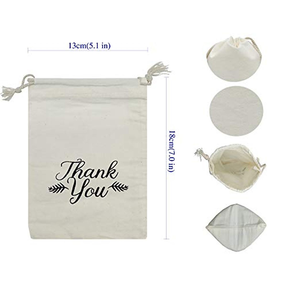Sanrich Thank You Drawstring Bags 5x7 inch for Party Favor 20 Pack Gift Goodies Treat Bags (5x7)