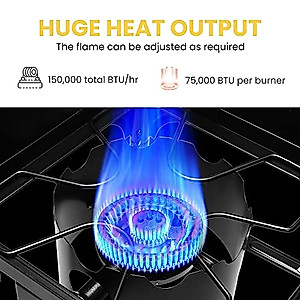 VIVOHOME Double Burner Stove 150,000 BTU/hr, Heavy Duty Outdoor Dual Propane with Windscreen and Detachable Legs Stand for Camping Cookout