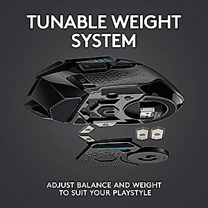 Logitech G502 Lightspeed Wireless Gaming Mouse with Hero 25K Sensor, PowerPlay Compatible, Tunable Weights and Lightsync RGB - Black