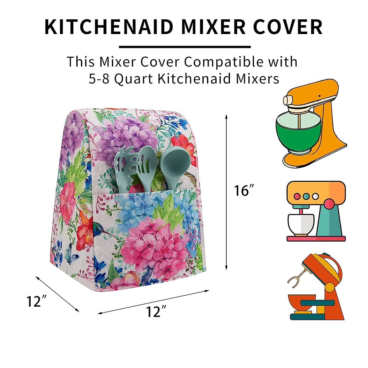 Kitchen Aid Mixer Cover,Kitchen Mixer Cover Compatible with 6-8 Quarts Kitchen Aid Hamilton Stand Mixer,Cover For Kitchen Aid Mixer,Kitchen Mixer Covers.Kitchen Aid Mixer Assecories (Bird)
